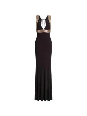 Alberta Ferretti V-neck Maxi Dress - Brown