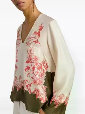 Momoni Long Sleeve Floral Print Blouse