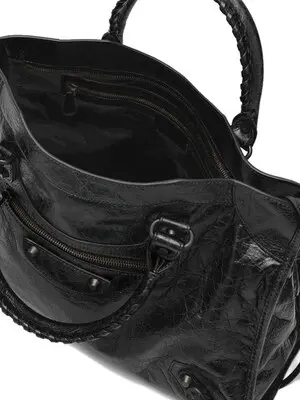 Balenciaga Le City Media Bag In Lambskin Arena - Black