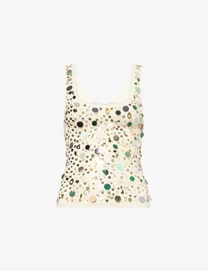 JADED LONDON Sequin-embellished Stretch-rib Vest Top