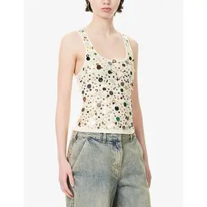 JADED LONDON Sequin-embellished Stretch-rib Vest Top