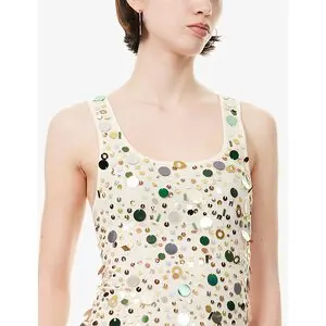 JADED LONDON Sequin-embellished Stretch-rib Vest Top