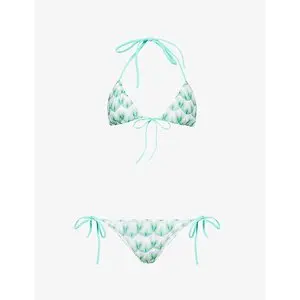 Missoni Chevron-print Raschel Knit Bikini Set - Multi Light Blue/green