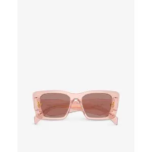 Prada Pr 08ys Rectangle-frame Acetate Sunglasses - Pink
