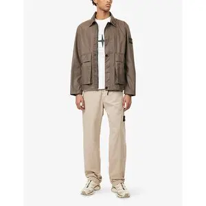 Stone Island Straight-leg Logo-patch Cotton-ripstop Trousers