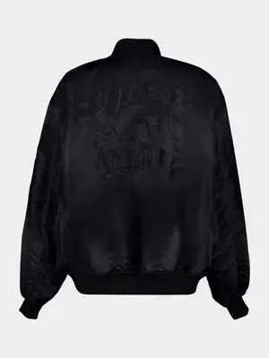 Balmain Nylon Bomber Jacket With Embroidery - Black