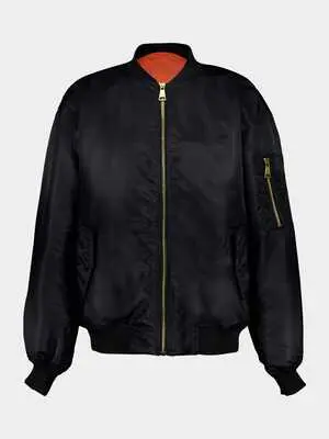 Balmain Nylon Bomber Jacket With Embroidery - Black