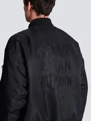Balmain Nylon Bomber Jacket With Embroidery