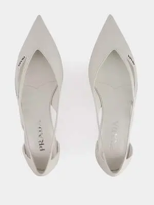 Prada Brushed Leather Cut-out Ballerinas - White