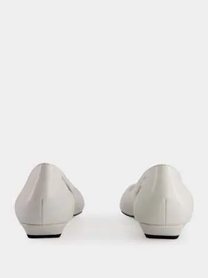 Prada Brushed Leather Cut-out Ballerinas - White