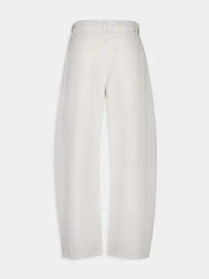 MOTHER The Full-pipe Ankle Barrel Jeans - White