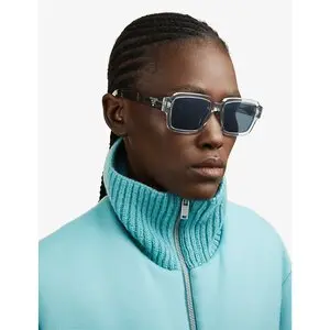 Prada Pr 02zs Transparent Square-frame Acetate Sunglasses - Grey