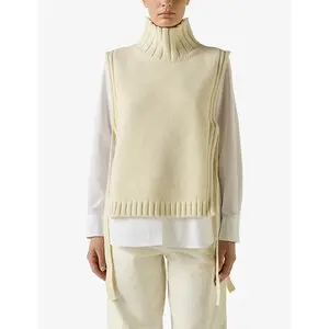 Soeur Sleeveless High-neck Wool Jumper - Ecru