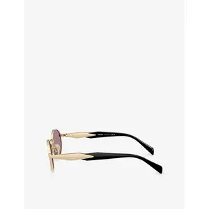Prada Pr 65zs Oval-frame Metal Sunglasses