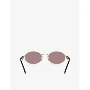 Prada Pr 65zs Oval-frame Metal Sunglasses
