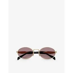 Prada Pr 65zs Oval-frame Metal Sunglasses