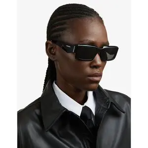 Prada Pr 27zs Rectangle-frame Acetate Sunglasses - Black