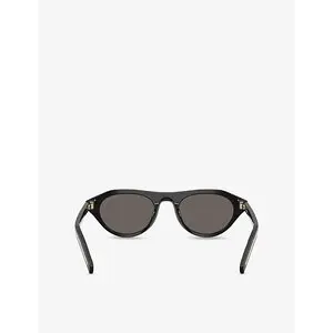 Prada Pr B15s Oval-frame Acetate Sunglasses - Black