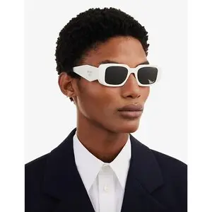 Prada Rectangular-frame Acetate Sunglasses - White