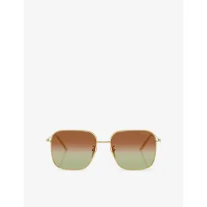 Prada Square-frame Metal Sunglasses - Gold