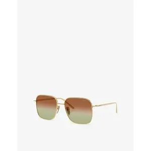 Prada Square-frame Metal Sunglasses - Gold