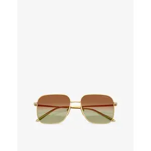 Prada Square-frame Metal Sunglasses - Gold