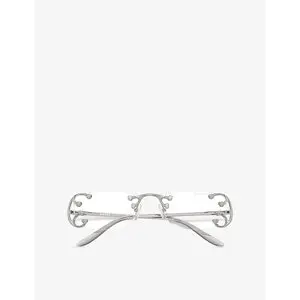 Prada Rectangle-frame Metal Sunglasses - Silver