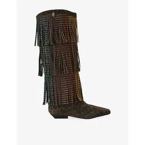 Kurt Geiger Fringe Knee-high Boots - Dk.brn Com