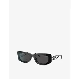 Prada Rectangle Frame Acetate And Metal Sunglasses - Black