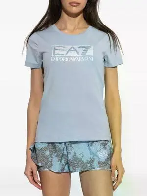 EA7 Sequin-logo T-shirt - Blue