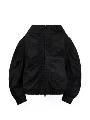 RAXXY Ruched Zip Up Hoodie - Black