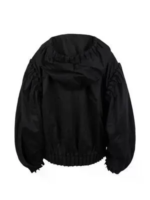 RAXXY Ruched Zip Up Hoodie - Black