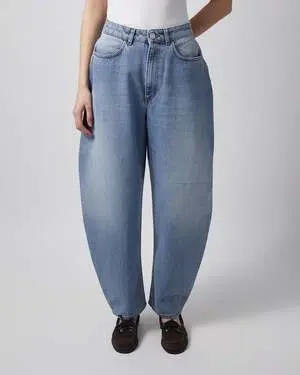 RÓHE Fransje Sculptural Denim Trousers - Washed Blue