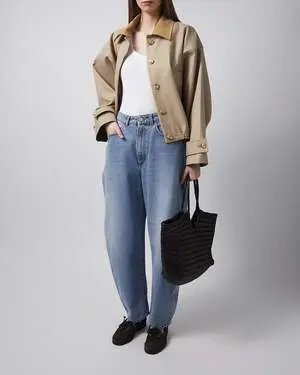RÓHE Fransje Sculptural Denim Trousers - Washed Blue
