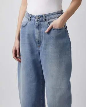 RÓHE Fransje Sculptural Denim Trousers - Washed Blue