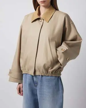 RÓHE Jacket Suede Collar Blouson - Sand