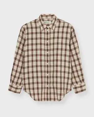 RÓHE Oversized Check Linen Shirt - Red