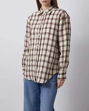 RÓHE Oversized Check Linen Shirt - Red