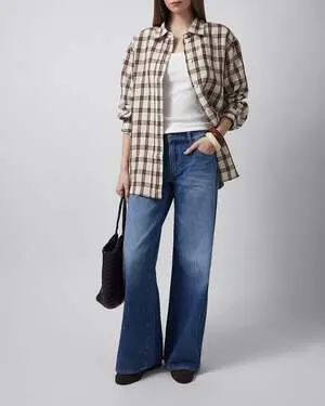 RÓHE Oversized Check Linen Shirt - Red