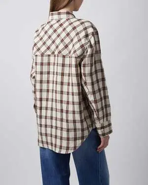 RÓHE Oversized Check Linen Shirt - Red