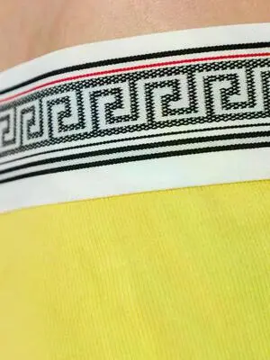 Versace Ribbed Cotton-jersey Trunks - Yellow