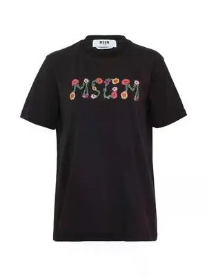 MSGM Floral Logo T-shirt - Black