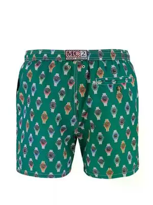 MC2 SAINT BARTH Watch-print Swim Shorts - Green