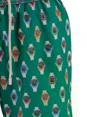 MC2 SAINT BARTH Watch-print Swim Shorts - Green