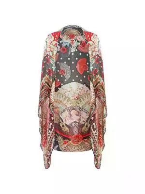 Camilla Floral-print Chiffon Shrug - Black