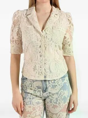 AMOSA Floral Lace Collared Shirt