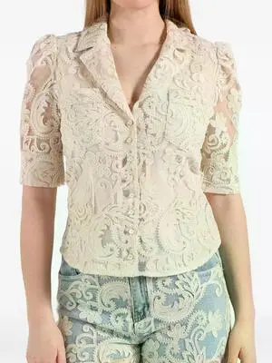 AMOSA Floral Lace Collared Shirt