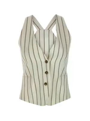 Marella Striped V-neck Gilet
