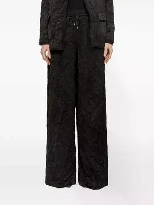 NISSA Crinkle-effect Wide-leg Trousers - Black