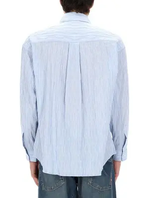 AMISH SUPPLIES Camicia Crinkled Cotton Shirt - Azure
